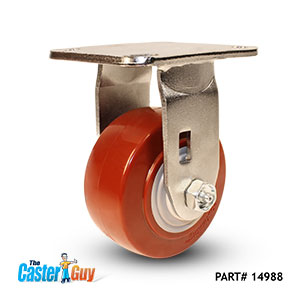 4" Polyurethane on Polypropylene Rigid Caster (14988) | The Caster Guy