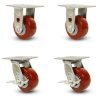4" Polyurethane on Polypropylene Caster Set (54173) | The Caster Guy